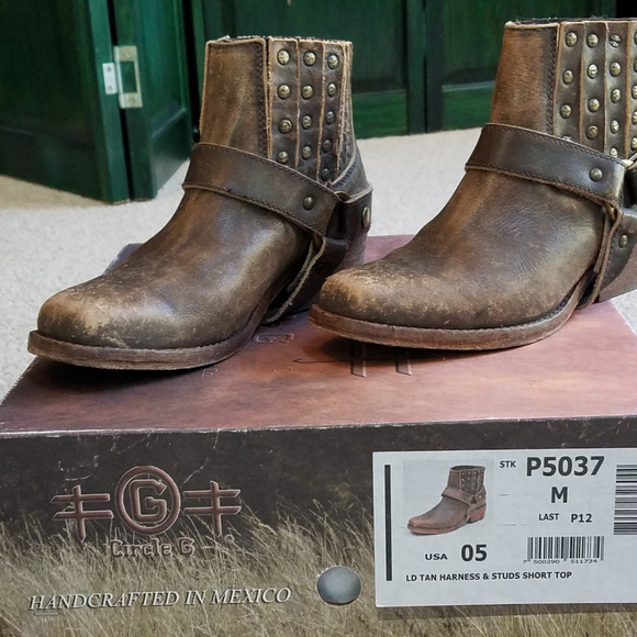 Circle G | Shoes | Circle G Tan Harness Studs Short Top Boots | Poshmark